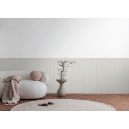 Livingwalls Vliestapete LIVING WALLS "Wallpanel Tapete Wandpaneele Mustertapete Holzpaneele Natur", grau, B:1,06m H:0,02m L:5m, Vlies, Tapeten, Vliestapete Holz-Optik f&uuml;r Schlafzimmer K&uuml;che Wohnzimmer Wandpaneele