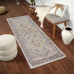 Teppich LIVABLISS "CASABLANCA", braun, B:80cm H:12mm L:220cm, Kunstfaser, Teppiche, Teppich, Vintage Orientteppich, Kurzflor Boho Wohnzimmerteppich, L&auml;ufer