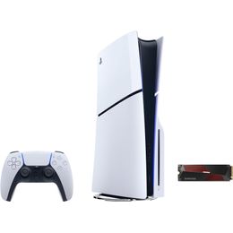 Playstation 5 Konsolen-Set "Disk Edition (Slim) + Samsung 990 PRO Heatsink interne SSD 2TB", schwarz-wei&szlig; (wei&szlig;, schwarz), B:35,8cm H:9,6cm T:21,6cm, Spielekonsolen, PlayStation5