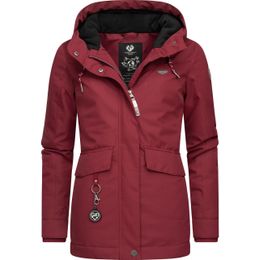 Winterjacke Ragwear "Jazmin Remake II Intl.", Damen, Gr. XS (34), rot (weinrot), Obermaterial: 100% Polyester; Futter: 100% Polyester; Wattierung: 100% Polyester, figurumspielend h&uuml;ftbedeckend, hoch geschlossener Ausschnitt, mit Knopf Rippstrickb&uuml;ndchen mit Druckknopf, Jacken Winterjacke, wasserdichte Outdoorjacke mit Kapuze