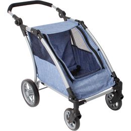 Bayer Chic 2000 Puppen-Zwillingsbuggy CHIC2000 "Puppen-Trailer Roadster", blau (jeans blau), Puppenwagen, KinderB:40cm H:64cm T:72cm, Kunststoff, Polyester, Stahl, f&uuml;r zwei Puppen, B:40cm H:64cm T:72cm