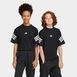 T-Shirt adidas Sportswear "J FI 3S T", Jungen, Gr. 140, schwarz-wei&szlig; (schwarz, wei&szlig;), Obermaterial: 100% Baumwolle, Rundhals, Shirts T-Shirt, lockerer Schnitt, sportlicher Stil, Rundhalsausschnitt