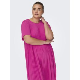 Minikleid Only CARMAKOMA "CARBADOTTE S/S BLK DRESS WVN", Damen, Gr. 46, N-Gr, lila (beetroot lila), Web, Obermaterial: 100% Polyester, unifarben, Rundhals, Kleider Minikleid, Sommerkleid