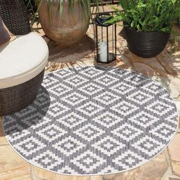 Outdoorteppich Carpet City "Outdoor 461", grau, H:5mm &Oslash;:160cm, Polypropylen, Teppiche, Outdoorteppich, UV-best&auml;ndig, Flachgewebe, auch in quadratischer Form erh&auml;ltlich