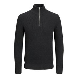 Jack & Jones PlusSize Troyer "JPRBLALIAM KNIT HALF ZIP BF PLS", Herren, Gr. 5XL, grau (dunkelgrau melange), Strick, Obermaterial: 50% Baumwolle, 50% Polyester, JACK & JONES PLUSSIZE, meliert, normal, Pullover Troyer