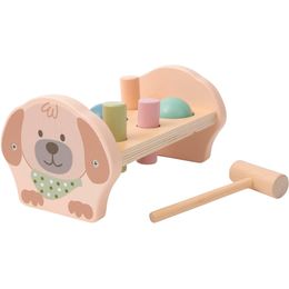 Klopfbank Sterntaler "Hund Lucky", beige (natur, bunt), Motorikspielzeug, BabyB:22cm H:13,3cm T:11cm, Holz, FSC - sch&uuml;tzt Wald, B:22cm H:13,3cm T:11cm