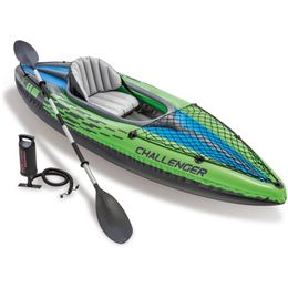 Einerkajak Intex "Challenger K1 Kayak Set", bunt (hellblau, hellgr&uuml;n, schwarz), KleinbooteB:76cm H:38cm L:274cm, Vinyl, B:76cm H:38cm L:274cm