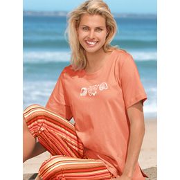 Kurzarmshirt Casual Looks "Shirt", Damen, Gr. 40, rot (apricot), 100% Baumwolle, bedruckt, unifarben, Rundhals, Shirts
