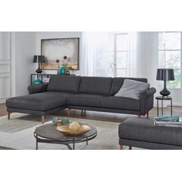 Ecksofa "CR.450, Designecksofa, Polsterecke, L-Form, 282/178 cm (B/T)", schwarz (anthrazitgrau, schwarzgrau 044, 57), B:282cm H:85cm T:178cm, Chenille COCO (72% Polyester 15% Baumwolle 13% Polyacryl), CREATION BY ROLF BENZ, Sofas, Ecksofa, abgerundete Armlehne Schnecke, modern Landhaus, Leder oder Chenille