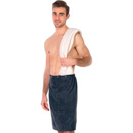 Sarong Framsohn FROTTIER "Saunakilt Herren", grau (anthrazit), L:60cm, Frottier, Hausm&auml;ntel, Sarong, hergestellt in &Ouml;sterreich, Dehnbund & Druckkn&ouml;pfe variabel verstellbar