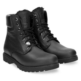 Winterboots Panama Jack, Herren, Gr. 46, schwarz, Nappaleder, Schuhe Winterboots, Winterstiefelette, Schn&uuml;rstiefelette, Outdoorschuh mit Ziern&auml;hten