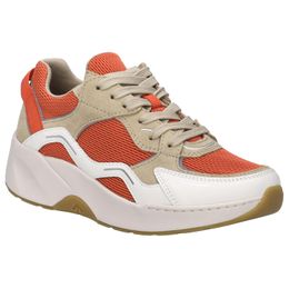 Keilsneaker Josef Seibel "Lissi 13", Damen, Gr. 39, orange (wei&szlig;, orangerot, hellbraun), Leder, Textil, kontrastfarbene Details, Schuhe, Sportschuh, Freizeitschuh, Schn&uuml;rschuh mit Plateau und Keilabsatz