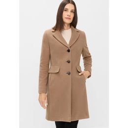 Fuchs & Schmitt Wollmantel FUCHS SCHMITT "Wollkurzmantel", Damen, Gr. 48, braun (beige), Web, Obermaterial: 75% Wolle, 20% Polyamid, 5% Kaschmir, clean, unifarben, regular fit lang, V-Ausschnitt, eingesetzt,&Auml;rmel mit &Auml;rmelschlitz gerader Abschluss mit Schlitz, M&auml;ntel, mit Reverskragen