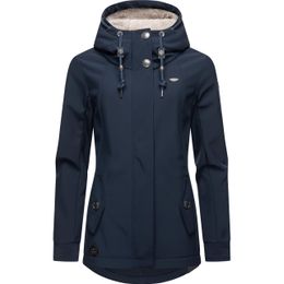 Softshelljacke Ragwear "Monadde Softshell", Damen, Gr. XXXL(46), blau (navy), Obermaterial: 97% Polyester, 3% Elasthan; Innenfutter: 100% Polyester, figurumspielend Po-bedeckend, verstellbar ohne B&uuml;ndchen mit Druckknopf, Jacken Softshelljacke, Praktische wasserabweisende Softshell Damenjacke