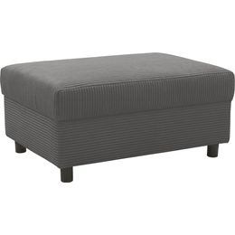 Polsterhocker DOMO collection "Turah 2 in Cord oder Luxus-Microfaser", grau, B:83cm H:44cm T:60cm, 100% Polyester, Hocker, Polsterhocker, moderner Polsterhocker, passend zum Ecksofa, B/T/H: 83/60/44 cm