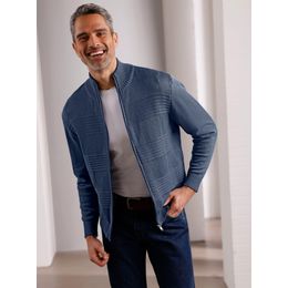 Strickjacke CLASSIC, Herren, Gr. 62, blau (rauchblau), 50% Baumwolle, 50% Polyacryl, gemustert, unifarben, Strickjacken Strickjacke