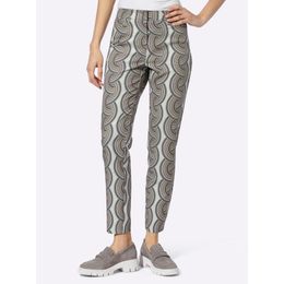 Webhose Heine, Damen, Gr. 38, Normalgr&ouml;&szlig;en, grau (hellgrau, kalkmint, bedruckt), 89% Polyester, 11% Elasthan, bedruckt, gemustert, mehrfarbig, 7/8-L&auml;nge, Hosen