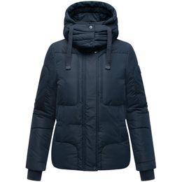 Steppjacke Navahoo "Zauberlicht 14", Damen, Gr. S (36), blau (navy), Obermaterial: 100% Polyester; Innenfutter: 100% Polyester; Wattierung: 100% Polyester; &Auml;rmelfutter: 100% Polyester, gerade h&uuml;ftbedeckend, hoch geschlossener Ausschnitt, eng Rippstrickb&uuml;ndchen, Jacken Steppjacke, Winterjacke mit abnehmbarer Kapuze und Fleece-Futter