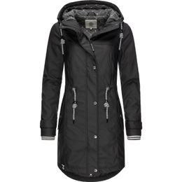 Regenjacke PEAK TIME "L60042", Damen, Gr. S (36), schwarz (nero), Obermaterial: 100% Polyurethan; Futter 1: 100% Polyester; Futter 2: 60% Baumwolle, 40% Polyester; Wattierung: 100% Polyester, tailliert ca. Mitte Oberschenkel, &Auml;rmel ohne &Auml;rmelschlitz normaler Saum, Jacken Regenjacke, stylisch taillierter Regenmantel f&uuml;r Damen