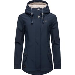 Softshelljacke Ragwear "Monadde Softshell", Damen, Gr. S (36), blau (navy), Obermaterial: 97% Polyester, 3% Elasthan; Innenfutter: 100% Polyester, figurumspielend Po-bedeckend, verstellbar ohne B&uuml;ndchen mit Druckknopf, Jacken Softshelljacke, Praktische wasserabweisende Softshell Damenjacke