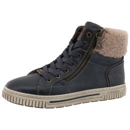 Winterboots Mustang Shoes "Janique", Damen, Gr. 38, blau (navy), Lederimitat, Textil, used, Schuhe Winterboots, High Top Sneaker, Winterboots mit Warmfutter, Topseller