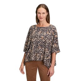 Schlupfbluse Betty Barclay "Damen mit Schmucksteinen", Damen, Gr. 38, blau (dunkelblau, braun), Obermaterial: 100% Viskose, figurumspielend normal, Rundhals, Blusen Schlupfbluse