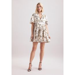 Sommerkleid Seidensticker, Damen, Gr. S (36), Normalgr&ouml;&szlig;en, beige (ecru), 100% Baumwolle, Paisley, regular fit, V-Ausschnitt, Kleider Sommerkleid, V-Neck Paisley