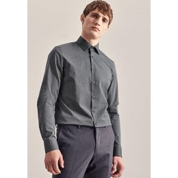Businesshemd Seidensticker "Schwarze Rose", Herren, Gr. XXL (45), verl&auml;ngerte &Auml;rmell&auml;ngen, grau, 100% Baumwolle, unifarben, slim fit, 2-Knopf-Manschette, Hemden, Slim 1/1 Extra lang Kentkragen Uni