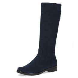 Schlupfstiefel Caprice, Damen, Gr. 37,5, XS-Schaft, blau (dunkelblau), Textil, unifarben, Schuhe Schlupfstiefel, Blockabsatz, Langschaftstiefel in klassischer Linie, XS Schaft