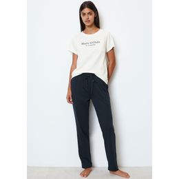 Marc O'Polo Pyjamahose MARC O'POLO "Mix & Match Cotton-Woven", Damen, Gr. S, N-Gr, blau (navy), Single Jersey, Obermaterial: 100% Baumwolle, unifarben, bequem lang, Hosen Pyjamahose, mit elastischem Bund
