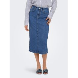 Jeansrock Only "ONLWONDER MIDI BACK SLIT SKIRT PIM DNM", Damen, Gr. S (36), blau (medium blau denim), Denim/Jeans, Obermaterial: 79% Baumwolle, 20% Polyester, 1% Elasthan, unifarben, figurbetont ca. Mitte Wade, R&ouml;cke Jeansrock