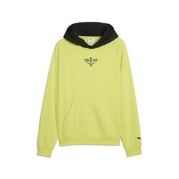 Hoodie Puma "Melo Alwayz On 1 Basketballhoodie Herren", Damen, Gr. M, gelb (lemon sherbert gelb), Obermaterial: 34% Polyester, 66% Baumwolle; Rippe: 3% Elasthan, 97% Baumwolle, relaxed fit, Rundhals, Sweatshirts Hoodie