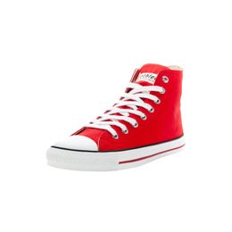 Sneaker Ethletic "White Cap Hi Cut", Damen, Gr. 42, rot (cranberry rot just wei&szlig;), Obermaterial: 100% Baumwolle; Futter: 100% Baumwolle; Decksohle: 100% Baumwolle; Sohle: 100% Naturkautschuk, Schuhe Sneakerboots Canvassneaker Sneaker high, Keine Angabe