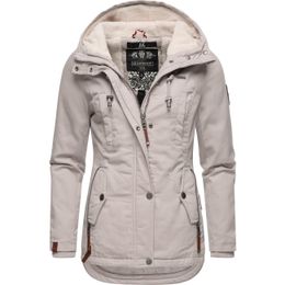 Winterjacke Marikoo "Bikoo", Damen, Gr. S (36), grau (hellgrau), Oberstoff: 100% Baumwolle; Futter: 100% Polyester; Wattierung: 100% Polyester; &Auml;rmelfutter: 100% Polyester, figurumspielend h&uuml;ftbedeckend, hoch geschlossener Ausschnitt, &Auml;rmel ohne &Auml;rmelschlitz Rippstrickb&uuml;ndchen, Jacken Winterjacke, sportliche Damen Outdoor Baumwolljacke mit Kapuze