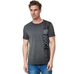 T-Shirt Rusty Neal, Herren, Gr. S, schwarz, 100% Baumwolle, bedruckt, normal, Rundhals, Shirts T-Shirt, im verwaschenen Look