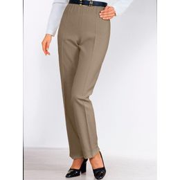 B&uuml;gelfaltenhose Classic Basics, Damen, Gr. 20, Kurzgr&ouml;&szlig;en, grau (taupe), 100% Polyester, unifarben, lang, Hosen