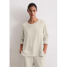 Marc O'Polo Longsleeve MARC O'POLO, Damen, Gr. M, beige (graubeige), Web, Obermaterial: 95% Modal, 5% Elasthan, h&uuml;ftbedeckend, Rundhals, Shirts, weiter Rundhalsausschnitt,, weich, leicht, lange &Auml;rmel