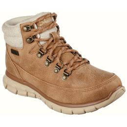 Winterboots Skechers "SYNERGY-COOL SEEKER", Damen, Gr. 35, braun, Textil, unifarben mit Farbeinsatz, used, Schuhe Winterboots, Trekkingschuh, Winterstiefel mit rutschhemmender Laufsohle