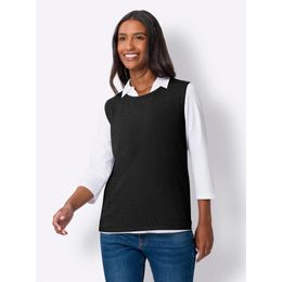 Stricktop Heine, Damen, Gr. 36, schwarz, 50% Viskose, 28% Polyester, 22% Polyamid, unifarben, Rundhals, Tops Stricktop