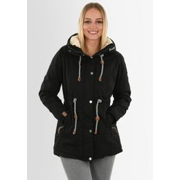 Winterjacke Navahoo "Ireliaa", Damen, Gr. XXL (44), schwarz, Obermaterial: 100% Baumwolle; Innenseite: 100% Polyester; Futter: 100% Polyester, Jacken Winterjacke, mit warmen Teddyfell
