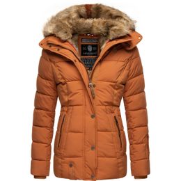 Winterjacke Marikoo "Nekoo", Damen, Gr. S (36), braun (zimt), Oberstoff: 100% Polyester; Futter: 100% Polyester; Wattierung: 100% Polyester; &Auml;rmelfutter: 100% Polyester; Kunstpelz: 90% Polyacryl, 10% Polyester, tailliert h&uuml;ftbedeckend, &Auml;rmel ohne &Auml;rmelschlitz Rippstrickb&uuml;ndchen, Jacken Winterjacke, stylische Damen Steppjacke mit gro&szlig;er Kapuze