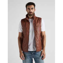 Lederweste JCC "3102179", Herren, Gr. 50, braun (cognac), Obermaterial: 100% Lammleder; Lining 50% Polyester, 50% Baumwolle; Padding: 100% Polyester, Westen