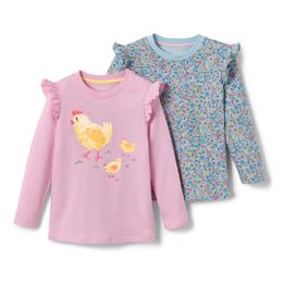 Tchibo - 2 Kinder-Langarmshirts - M&auml;dchen - Gr. 122/128 - hellrosa
