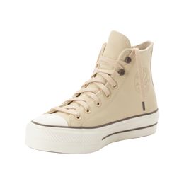 Sneaker Converse "CHUCK TAYOR ALL STAR LIFT PLATFORM WEATHERIZED LEATHER", Damen, Gr. 36, beige (miso glaze, truffle, egret), Leder, Schuhe Sneaker