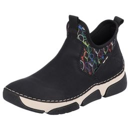 Schlupfboots Rieker, Damen, Gr. 36, schwarz, Synthetik, Textil, Schuhe Schlupfboots, mit buntem Aufdruck