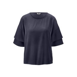 Tchibo - Shirt mit Webeinsatz - Damen - Gr. M - blau