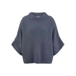 include - Pullover mit 3/4-Arm aus Schurwolle und Kaschmir, blau, Gr. 42/44 - Schurwolle