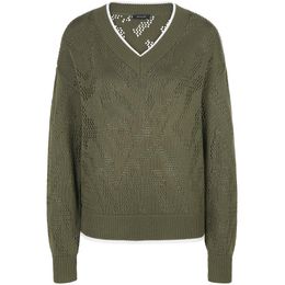 Basler - Legerer V-Pullover, gr&uuml;n, Gr. 40 / M - Baumwolle