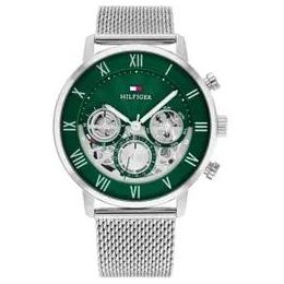 Tommy Hilfiger f&uuml;r Herren. 1710567 Silber, gr&uuml;n Legende Uhr (OSFA), L&auml;ssig, Armb&auml;nder