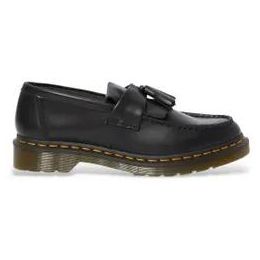 Dr. Martens Dr Martens f&uuml;r Damen. 22209001 Adrian Yellow Yellow Stitch Leder-Slipper schwarz (45), Wohnung, 1 bis 3 cm, Schn&uuml;rsenkel, L&auml;ssig